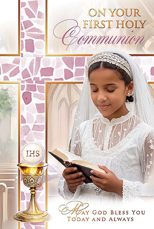 Girl Communion Card - Praying Child