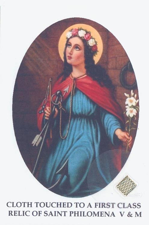 St Philomena Relic Prayer Card