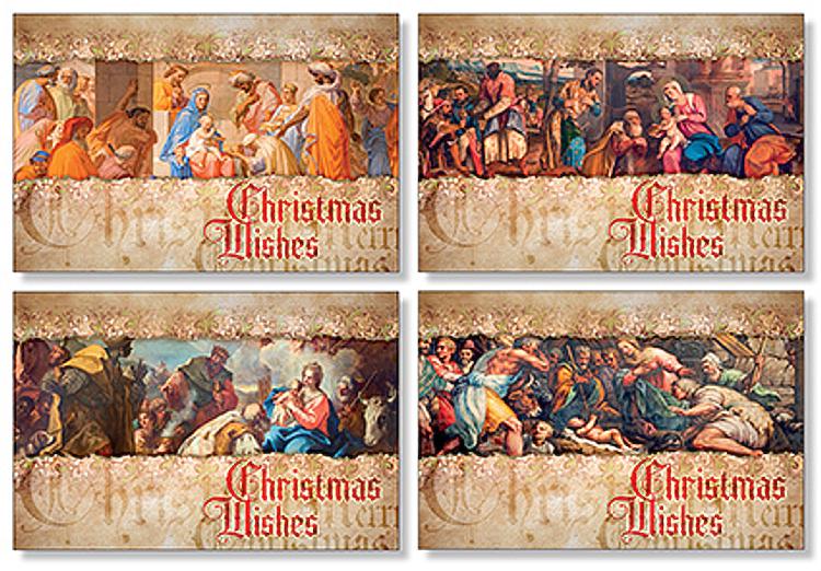 Victorian Christmas Cards Boxed Vintage Winter Church Boxed Christmas